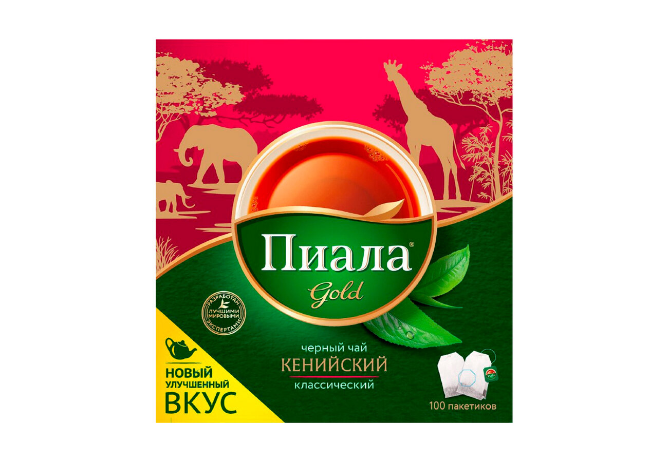 Чай Пиала Gold чёрный Кенийский, высший сорт, мелколистовой, 100 пак. б/к