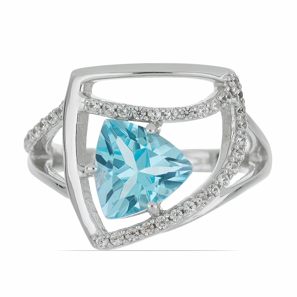 Кольцо, серебро, 925 проба, родирование, топаз, циркон