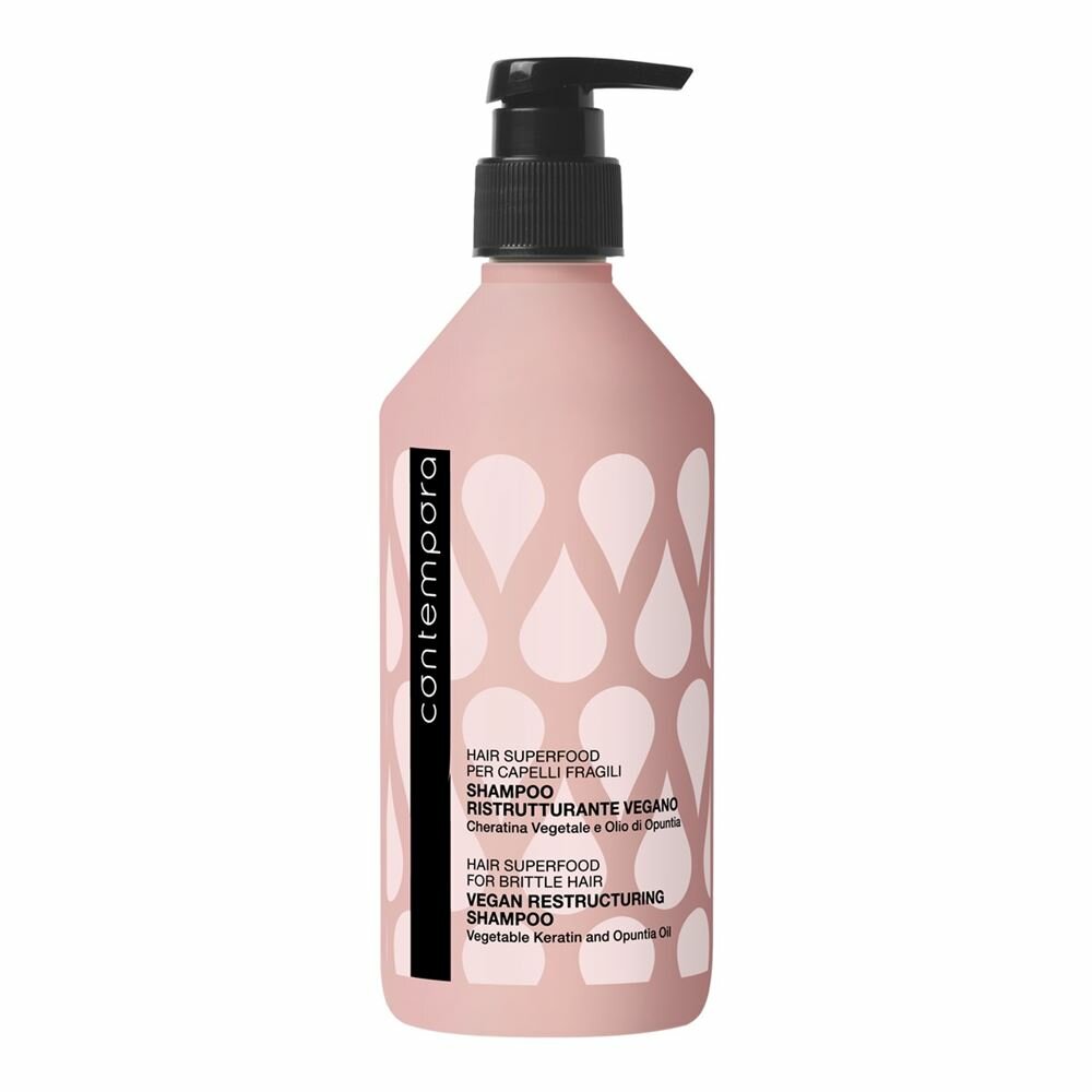Шампунь Barex Contempora Hair Superfood For Brittle Hair Vegan Restructuring Shampoo, Восстанавливающий шампунь с кератином и маслом опунции, 500 мл