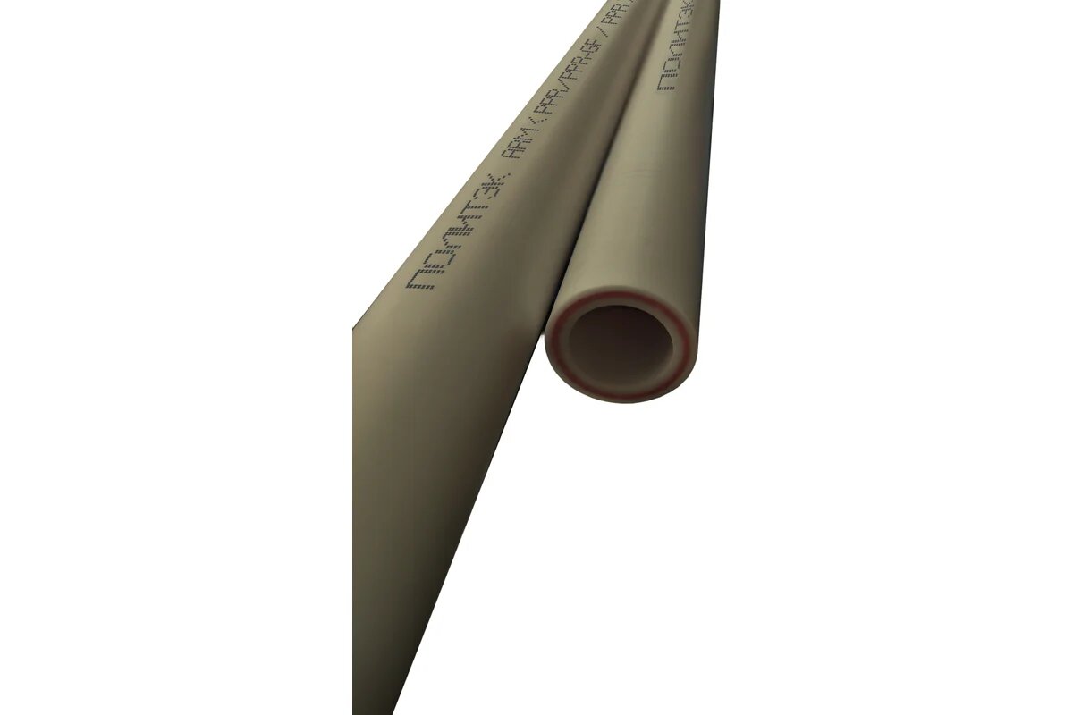 Политэк труба PPRC PN 25 ф40x6,7 армированная стекловолокном серые 4 м 9250040067