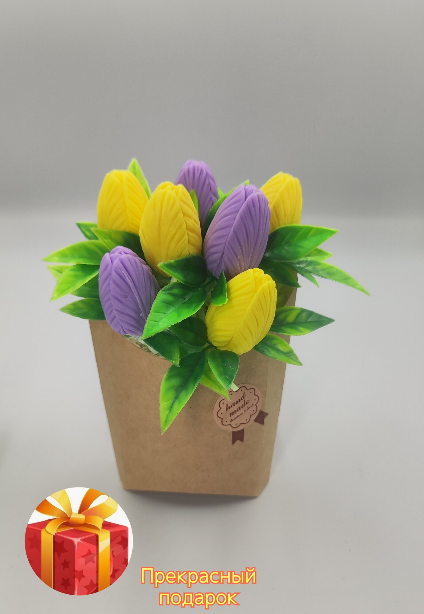 Мини букет из мыла Тюльпаны . Букет на подарок. Мыло ручной работы. Подарок на день рождения.
