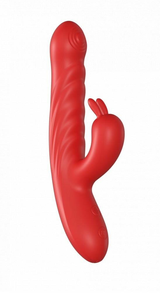 Силиконовый вибратор-кролик с фрикциями, красный