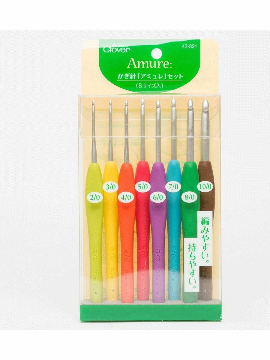 Набор крючков для вязания Clover Amour 2,0-6,0 мм.(8 штук)