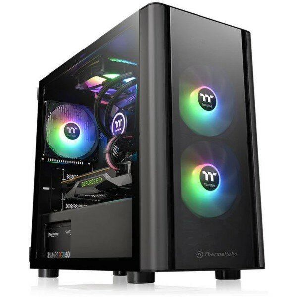 Компьютерный корпус Thermaltake V150 TG CA-1R1-00S1WN-00 Black/Win/SPCC/Tempered Glass*2/ 120мм Standard Fan*1