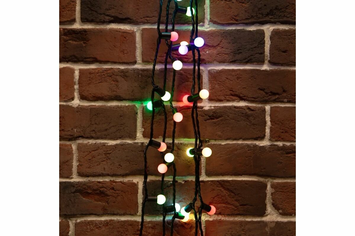 Гирлянда Neon-Night Мультишарики d 17.5мм, 20м, черный ПВХ, 200LED RGB 303-509