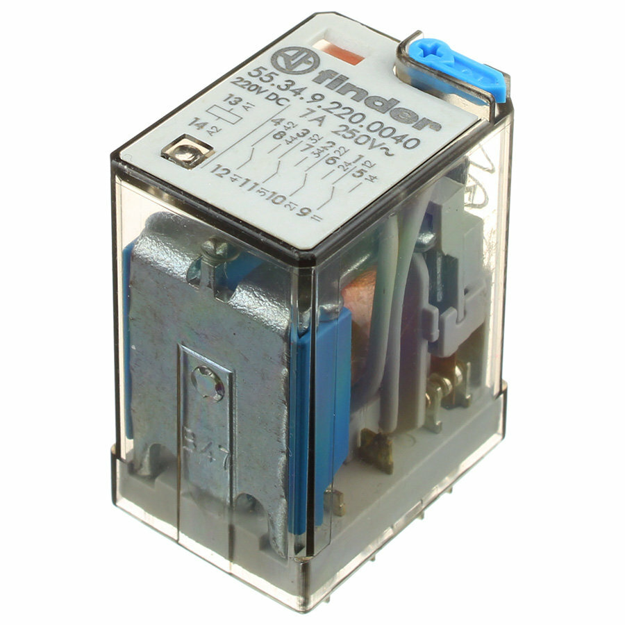 Реле 220В DC, 4 группы 7А 250В AC Finder 55,34,9,220,0040 4CO