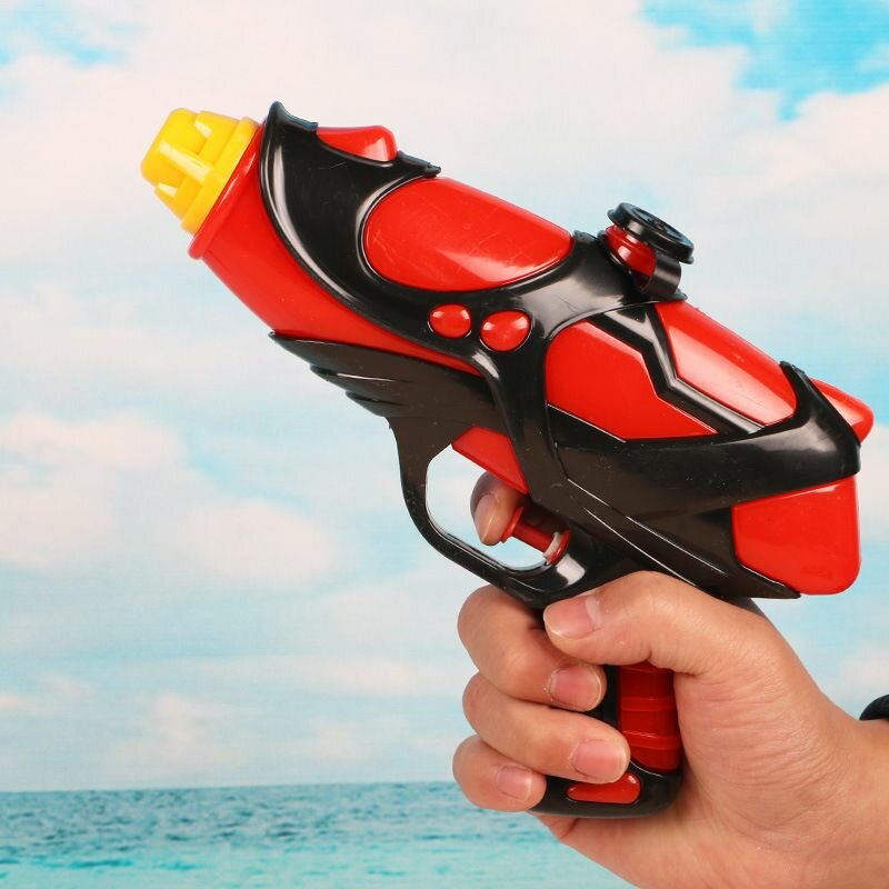 Детский водный пистолет-бластер 22 см для активных игр на воде и пляже, удобный и безопасный, черно-красный, идеальный подарок для летнего веселья