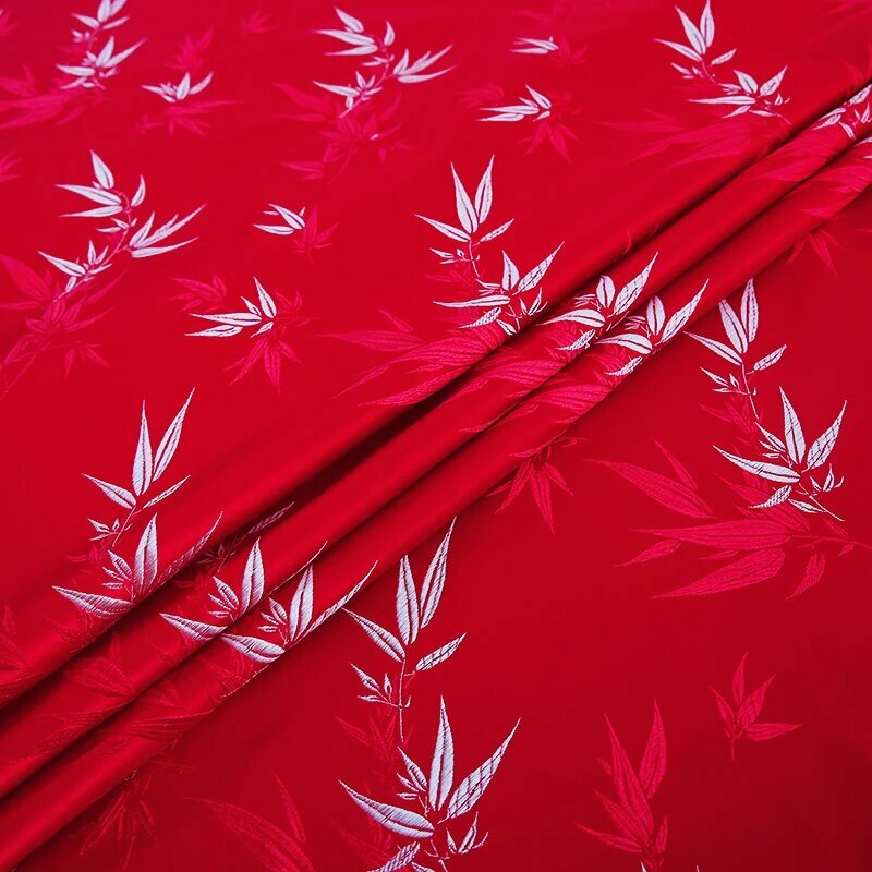 Винтажная жаккардовая ткань китайского стиля Красный, Red fabric
