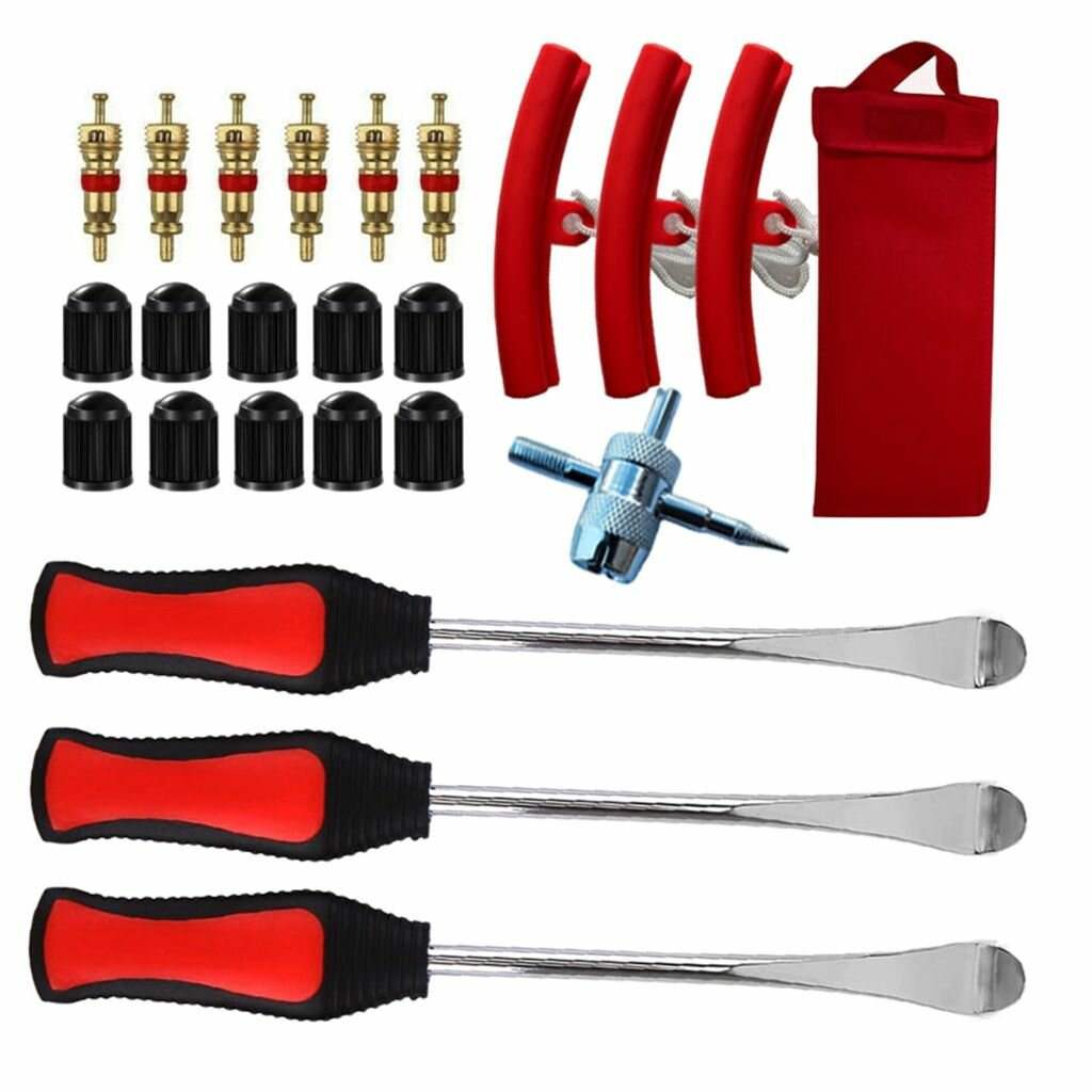 Набор для ремонта шин, Набор инструментов лома шин мотоциклов и велосипедов, защитный рукав, сердечник клапана-набор из 23 предметов