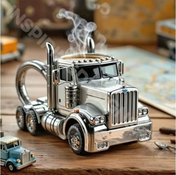 Кофейная чашка в форме грузовика, сделанная из смолы.