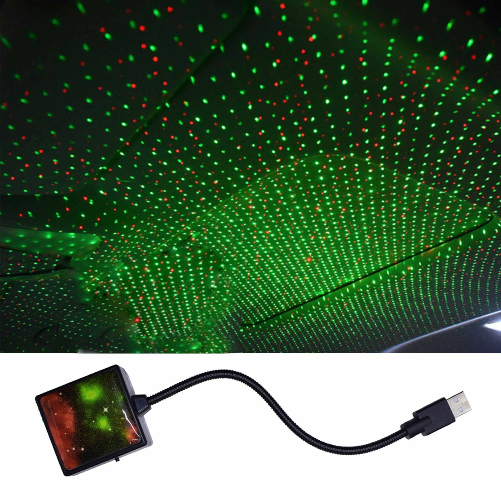 USB Лампа "Звездное небо" для авто, - Красный зеленый