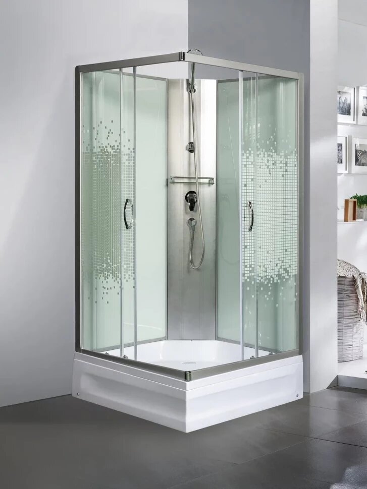 Душевая кабина Мономах Б/К 70/24 S МЗ 10000005853 70x70x210 см, без крыши, средний поддон, профиль матовый хром, стекло интимато