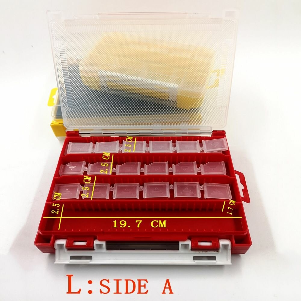 Коробка-органайзер для приманок двухсторонняя L, красная, 20.5*14.5*4 см./ Бокс для микроджига