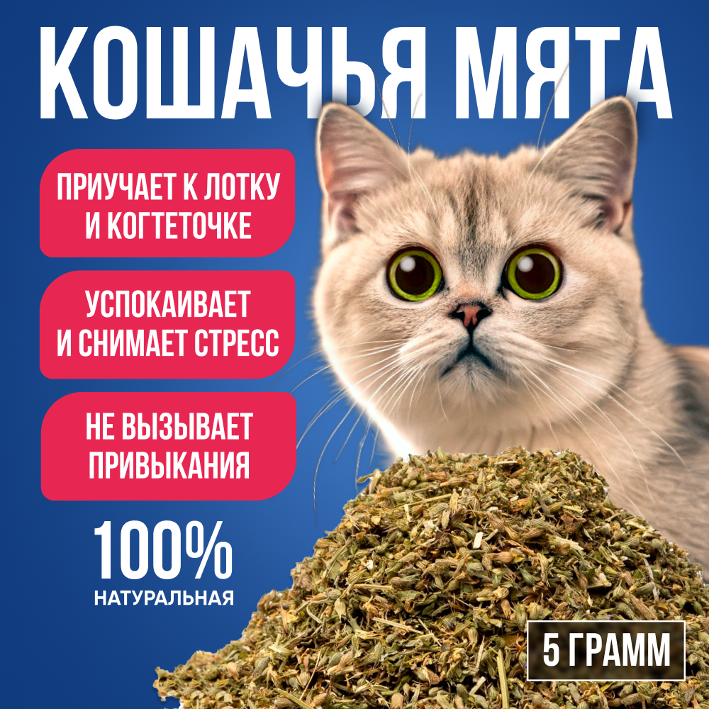 Лакомство для кошек "Эльф" Кошачья Мята, беззерновое, для сердечно-сосудистой системы, 100%, 5 гр