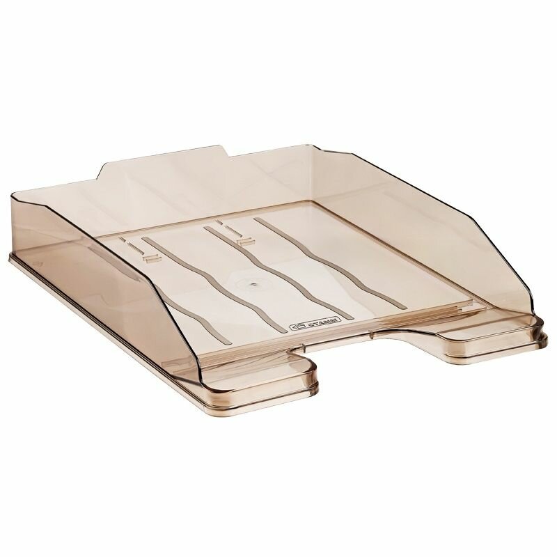 Лоток для бумаг СТАММ горизонтальный, "Эксперт", тонированный коричневый (ЛТ205)