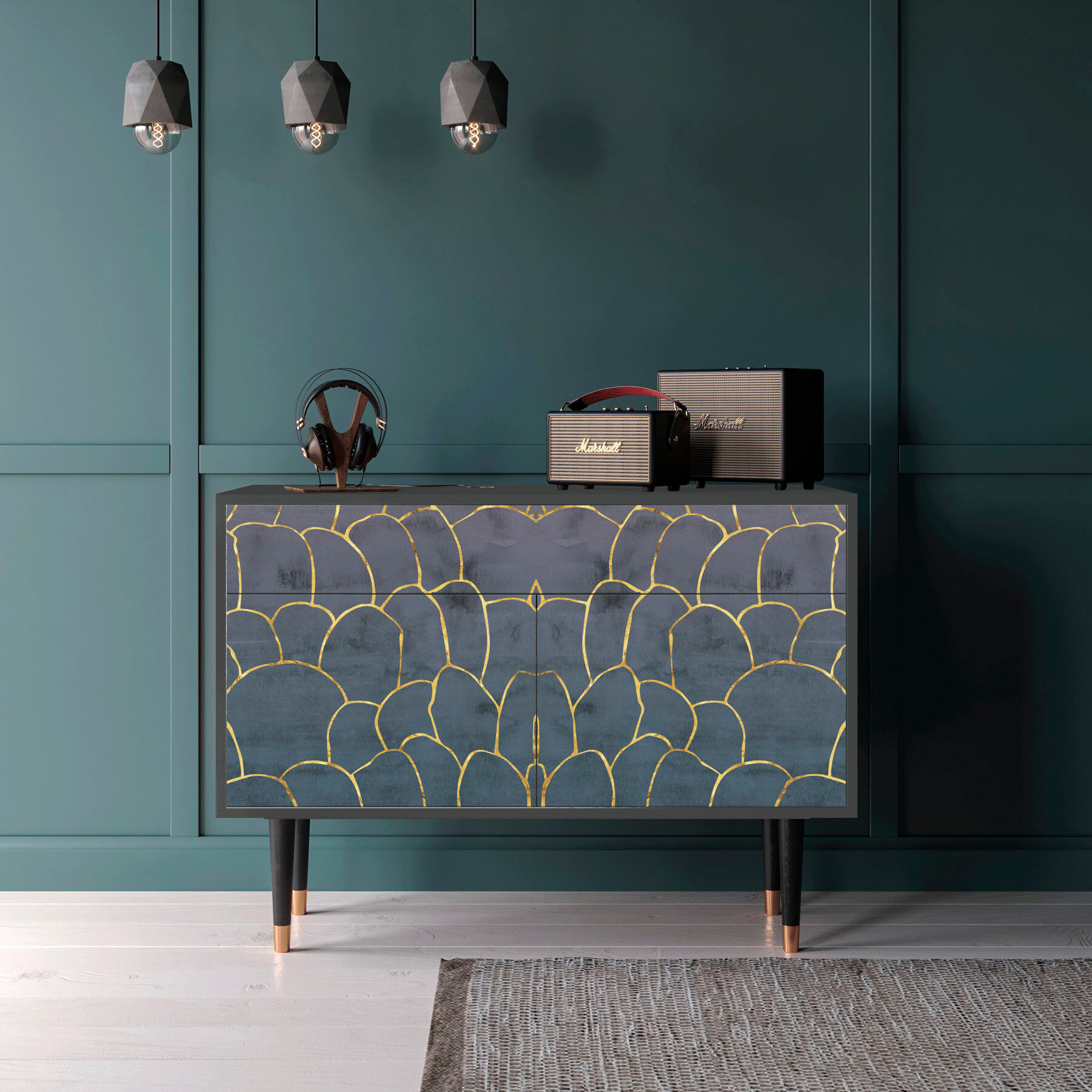 Комод - STORYZ - BS4 Blue Lagoon, Размер - 115 x 85 x 48 см, Цвет корпуса - Антрацит