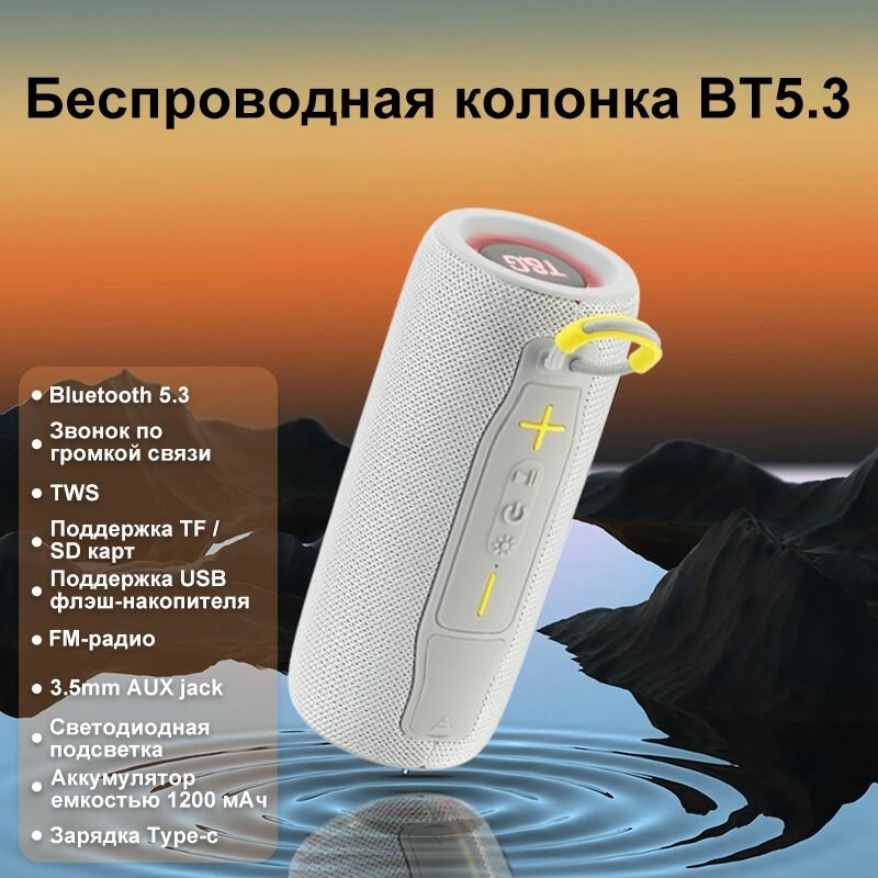 Портативный аудио спикер Беспроводный с TWS Водонепроницаемый динамик для пикника и спорта Поддержка SD/TF-карты/AUX/МП3/WAV Беспроводная колонка Bluetooth 5.3
