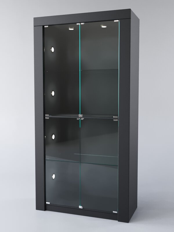 Витрина "афродита" №4-4 (с дверками, задняя стенка - ДВП), Черный