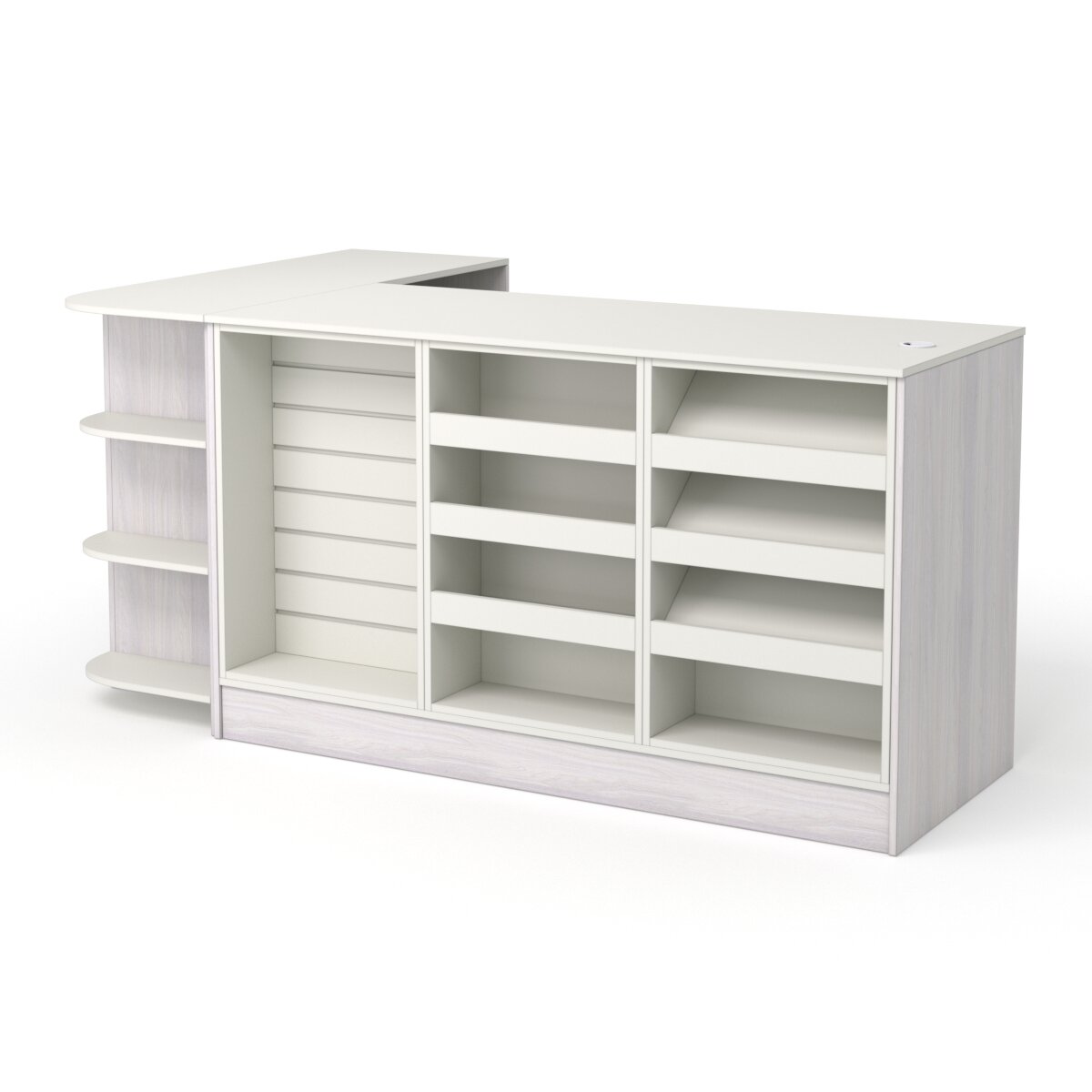 Кассовый стол "ривьера" №4 левосторонний, Ясень Анкор и Белый