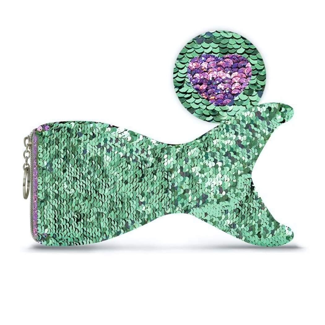 Пенал "Хвост русалки" зеленый, с пайетками, 24х14,6см – блестящий стиль для мелочей