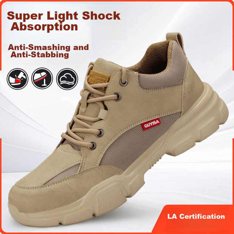 JUNBU Safety Shoes for Men with Steel Toe Cap, Anti-Smashing, Anti-Puncture, Ultra-Light, Breathable, Soft-Soled, Safety Work Site Functional Shoes 1115F Size 41