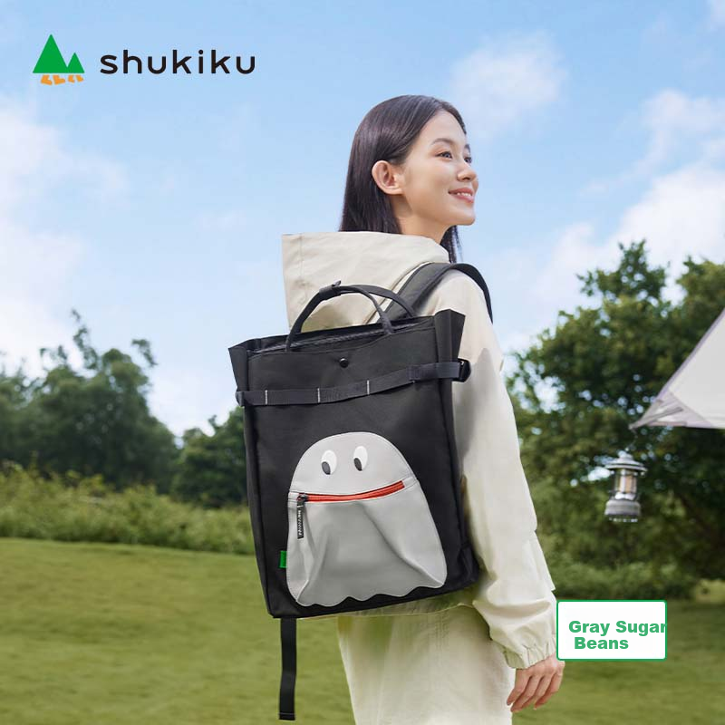 SHUKIKU Unisex Fashion Backpack Crossbody Casual Double Shoulder Bag Grey Sugar Beans