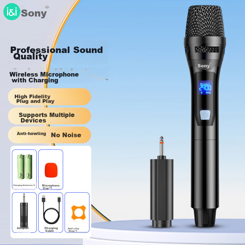 Soaiy Universal Microphone Anti-Howling Wireless Charging Microphone for Karaoke, Stage, Card Holder, Amplifier, Speaker, Home Speech, Conference, And Hosting SA-WD2 (B) Single Mic Black