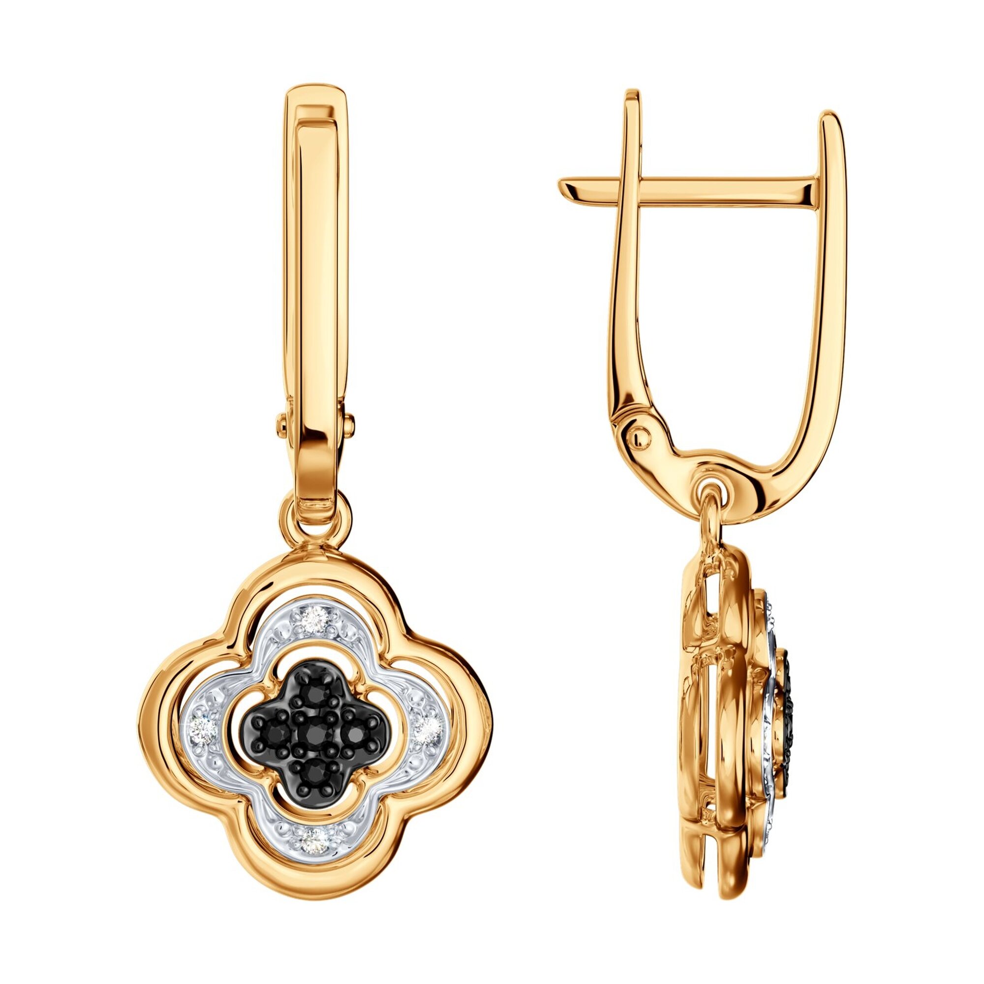 Серьги, красное золото, 585 проба, бриллиант