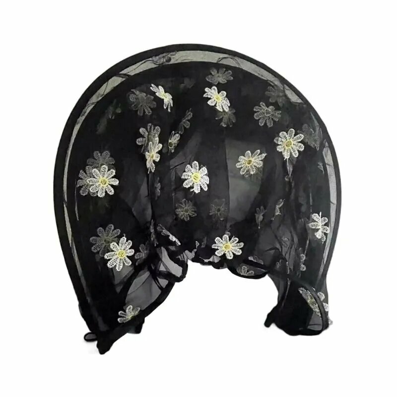 (Одна) полностью закрывающая коляску марлевая москитная сетка с вышивкой ромашкой-черный