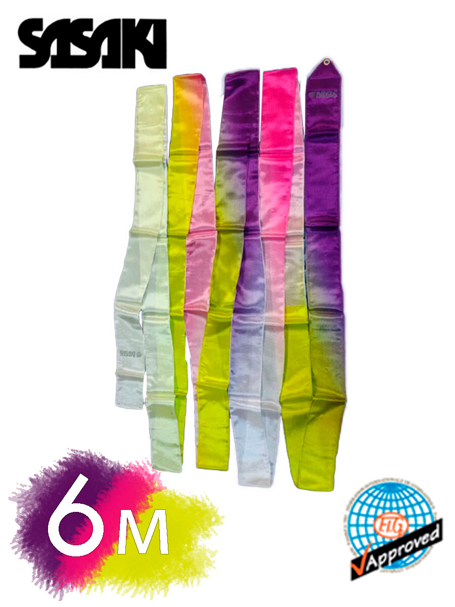 SASAKI Лента M-71AG 6м FIG 028 (фиолетовый-желтый-розовый)