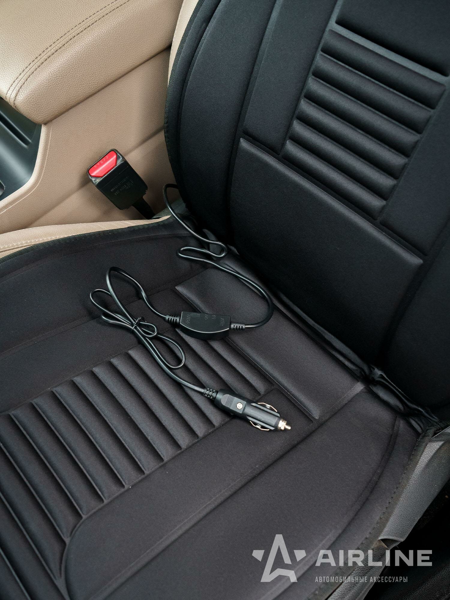 Накидка AIRLINE Ahcsf02, с подогревом, на спинку, 12в, 45вт, черная