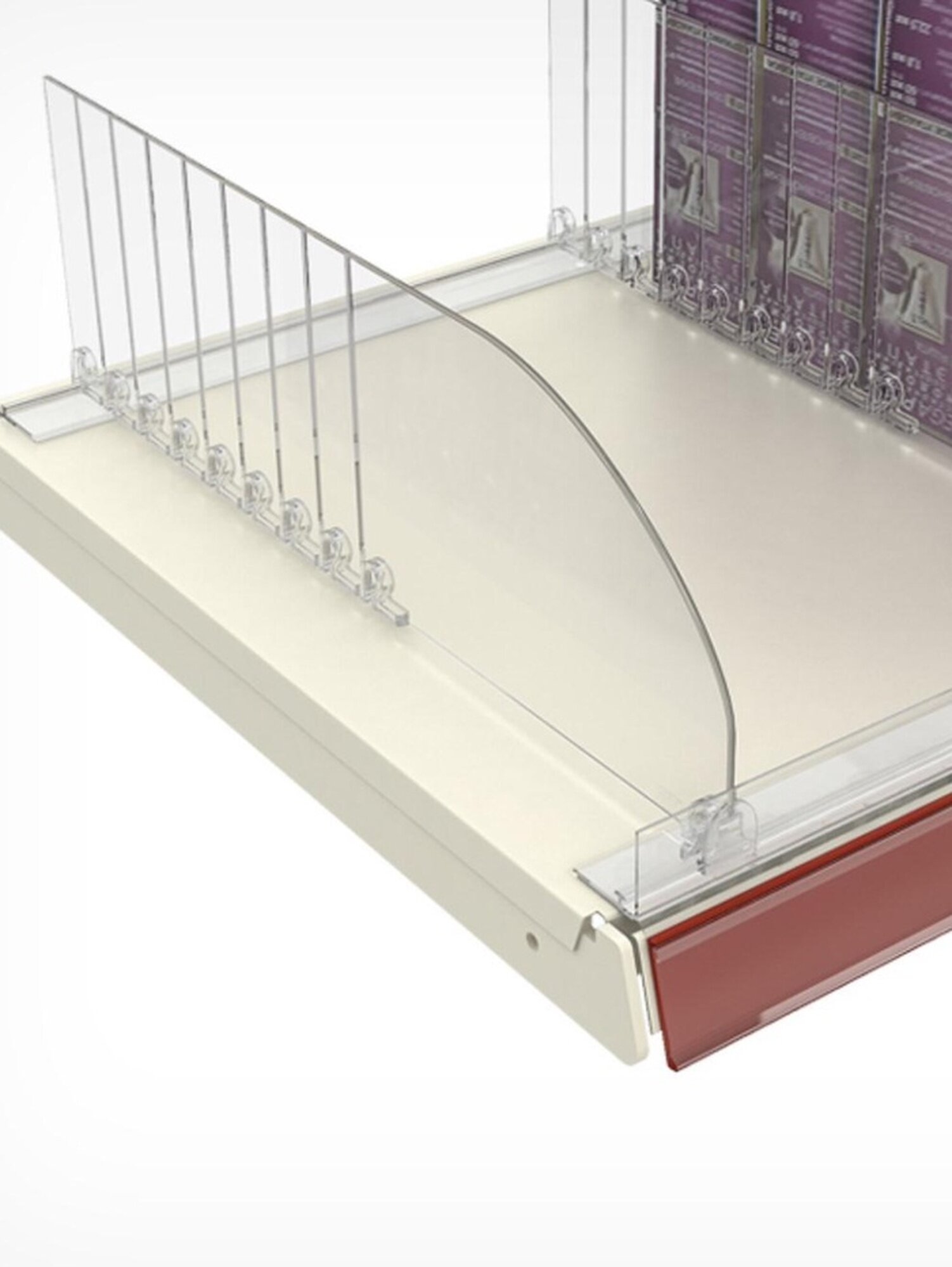 Ограничитель передний пластиковый самоклеящийся с Т-профилем, 1000×32×30 мм, прозрачный