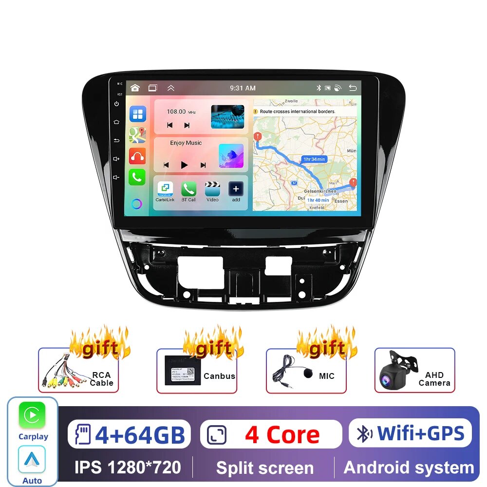 Автомагнитола Podofo на Android для Chevrolet Monza 2019 Carplay, стереопроигрыватель, Авторадио, Wi-Fi, GPS-навигация, FM/RDS мультимедийный плеер 4G 64G Carply AHD