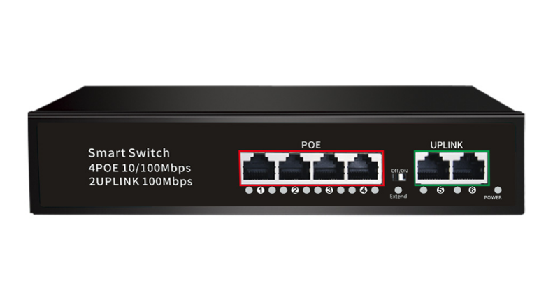 Коммутатор сетевой KAON KN-4F2FB, 4 порта PoE 4*10/100Mbps + 2 Uplink