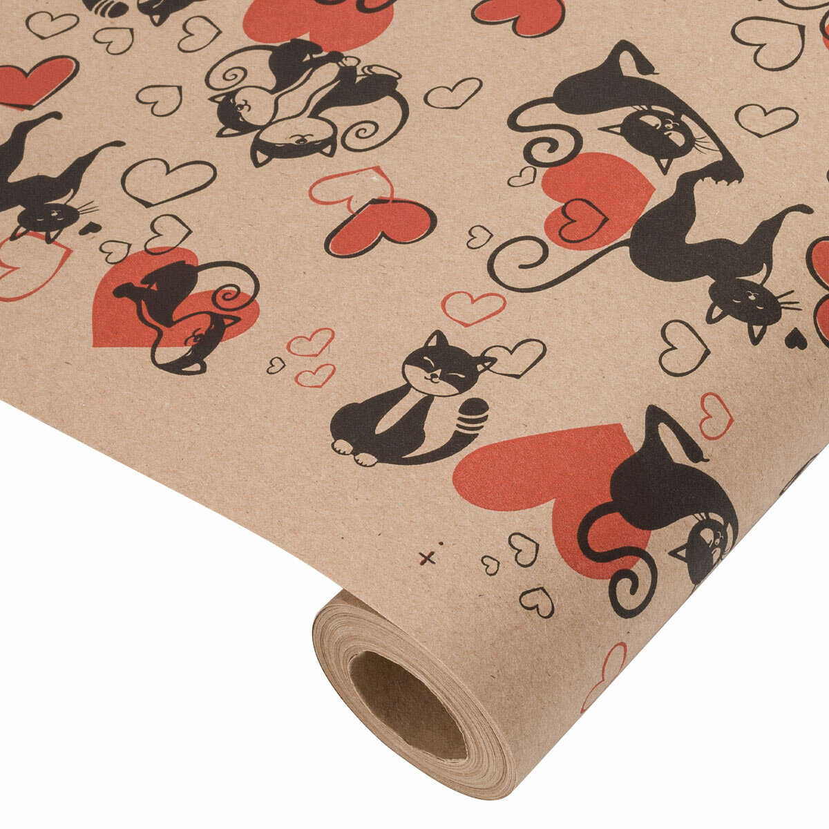 Крафт бумага Ля Мур черный/красный на коричневом фоне 720мм/60гр/10м +/- 5%