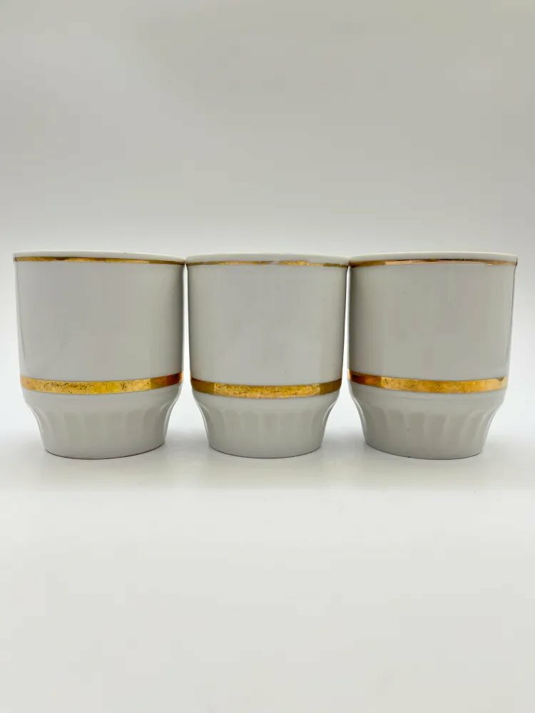 Набор из 3 стаканов, в подборе, фарфор, золочение