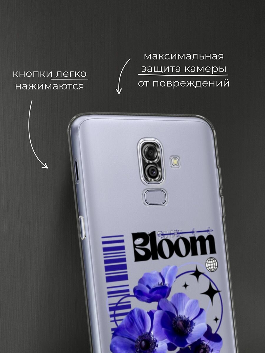Чехол на Samsung Galaxy J8 / Самсунг Галакси Джей 8 с принтом "Завораживающие анемоны", прозрачный — фото 1
