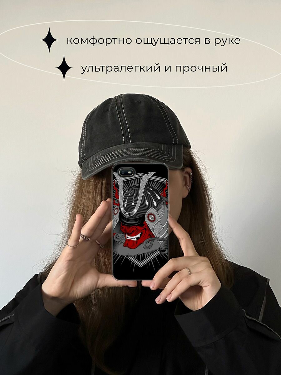 Чехол на Oppo A1k / Оппо А1к с принтом "Красная маска самурая" — фото 1