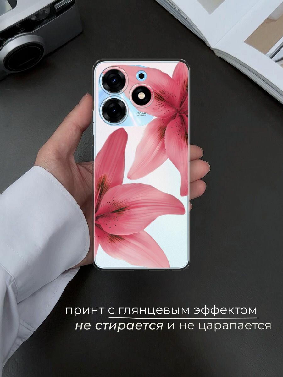Чехол на Tecno Spark 10 Pro / Текно Спарк 10 Про с принтом "Pink flower" — фото 1