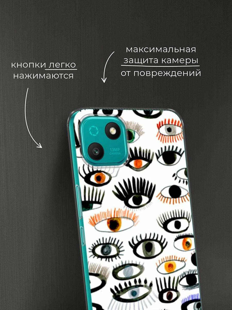 Силиконовый чехол на Wiko T10 / Вико Т10 с принтом "Глаза акварель" — фото 1