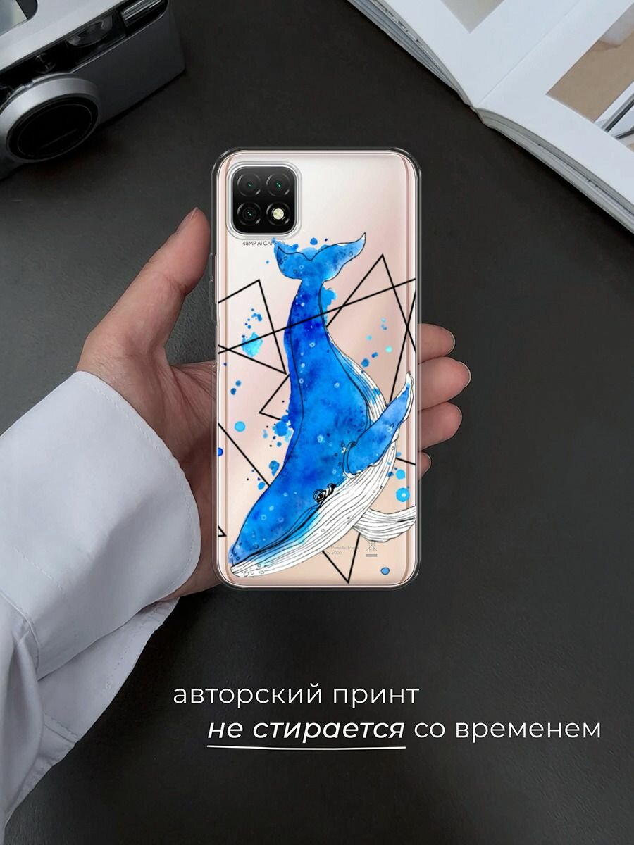 Чехол на Wiko T3 / Вико Т3 с принтом "Кит графика", прозрачный — фото 1