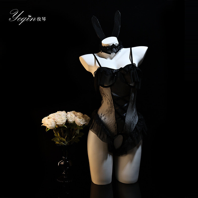 Нижнее белье Bunny Girl, соблазнительная форма, открытый промежность, несъемный облегающий боди для косплея, маленькая грудь, сексуальный пояс для живота, женское 7599