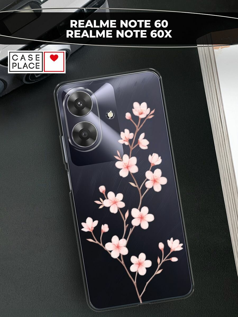 Чехол на Realme Note 60/60X / Реалми Нот 60/60X с принтом "Веточка сакуры 2"
