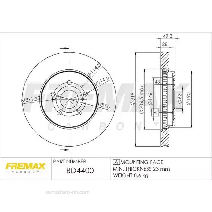 FREMAX BD4400 диск тормозной передний!\ Lexus RX 3.0-4.0, Toyota Harrier 2.4-3.5i 03>