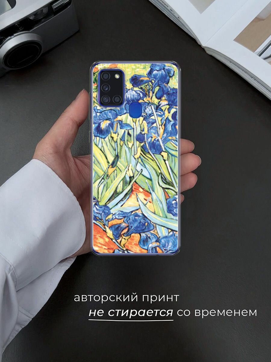 Чехол на Samsung Galaxy A21s / Самсунг Галакси A21s с принтом "Ирисы Ван Гог" — фото 1