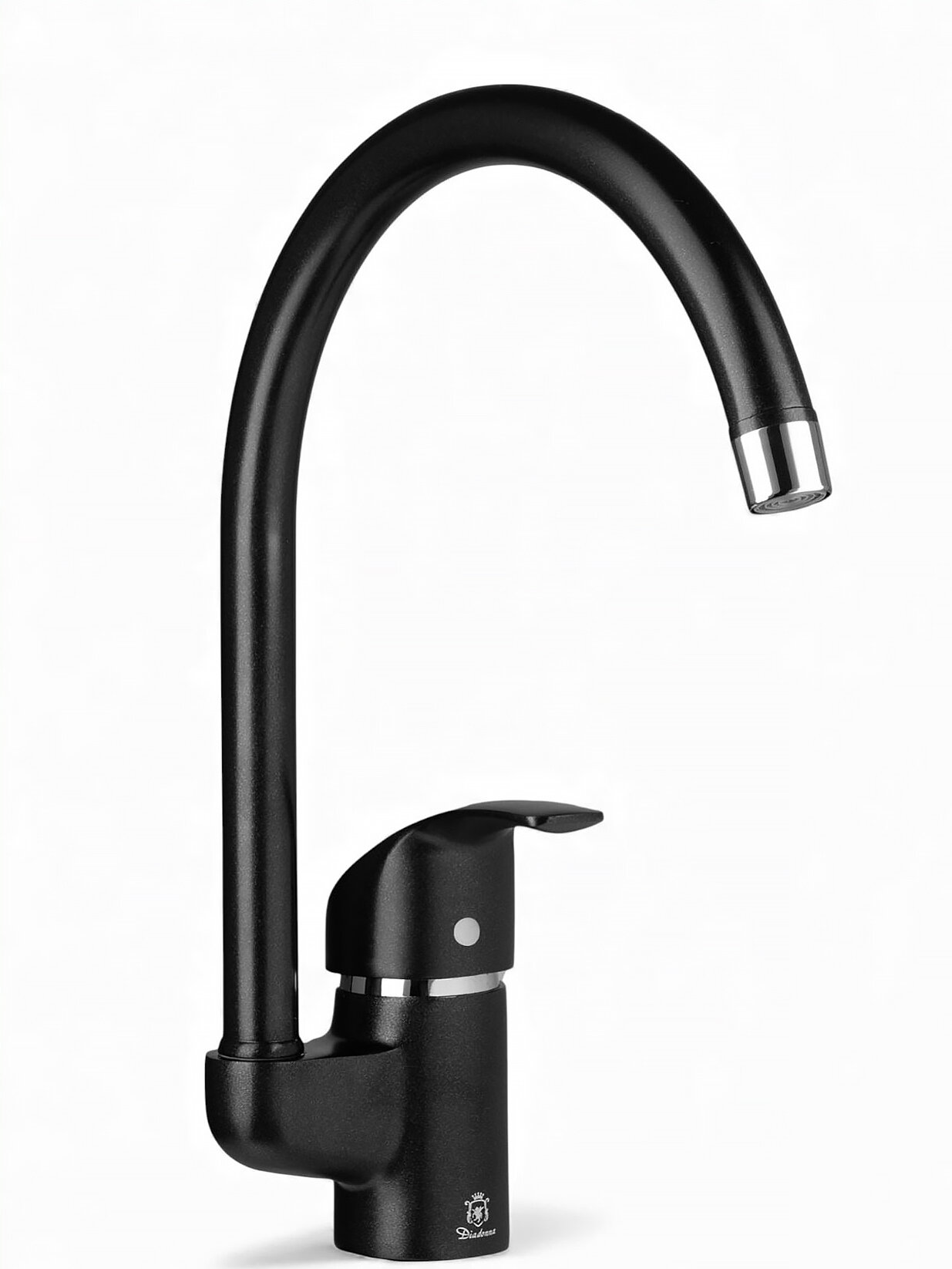 Смеситель для кухни с высоким поворотным изливом, черный с золотыми вкраплениями