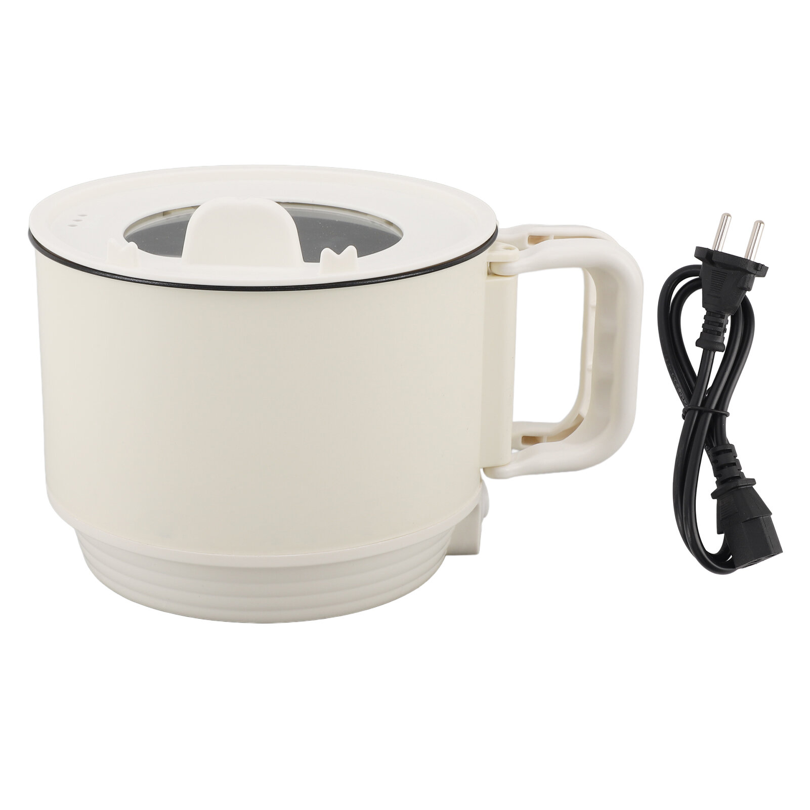 Electric Hot Pot 1.8L 600W 2 Gear Portable Non Stick Mini Multifunctional Cooker with Handle for Pasta Soup Steak Egg Oatmeal White EU Plug 220V
