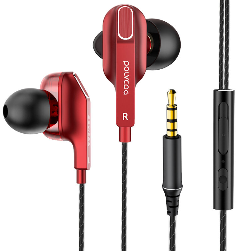 Внутриканальные проводные наушники POLVCDG, china red, 3.5mm jack, высокая чувствительность, легкий вес, стильный дизайн