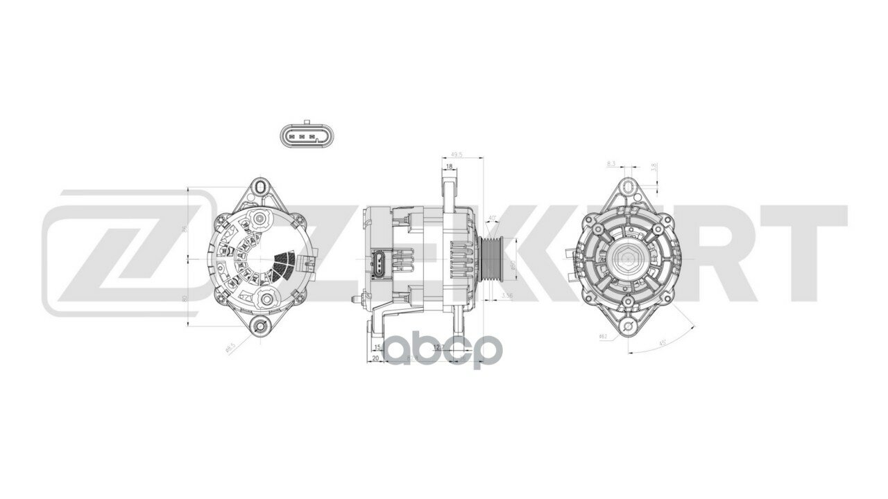 Генератор Chevrolet Aveo (T200 T250 T255) 03- Daewoo Kalos (KLAS) 02- Zekkert арт. ge-1040