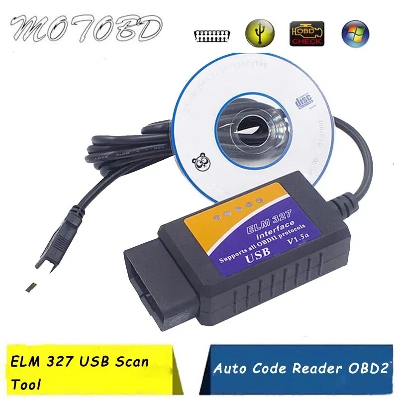 ELM327 USB V1.5 Автоматический считыватель кодов OBD/OBDII OBD2 Сканер ELM327 Автомобильный ELM 327 J1850 Диагностический инструмент для кода неисправности двигателя